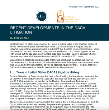 Practice Alert: Recent Developments in the DACA Litigation | Immigrant Legal Resource Center | ILRC